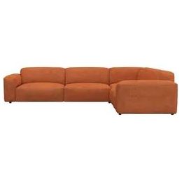 Ecksofa FLEXLUX "Lucera, super bequem durch hochwertigen Sitzaufbau mit Kaltschaum" Sofas Gr. B/H/T: 319cm x 73cm x 285cm, Struktur, Schenkel rechts, orange (burned orange) modern & anschmiegsam, L-Form, Designsofa