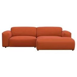 Ecksofa FLEXLUX "Lucera Chaislongue rechts oder links" Sofas Gr. B/H/T: 257cm x 73cm x 171cm, Struktur, Chaiselongue rechts, orange (burned orange) modern & anschmiegsam, Kaltschaum, Stahl-Wellenunterfederung