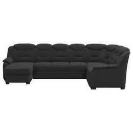 Wohnlandschaft COTTA "Marcus U-Form" Sofas Gr. B/H/T: 330 cm x 99 cm x 211 cm, Chenille, Recamiere links-langer Schenkel rechts, Ohne Bettfunktion-ohne Schubkasten, schwarz (black) Bequeme Wohnlandschaft in klassischem Design mit hoher Rückenlehne