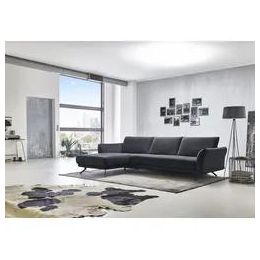 Ecksofa DIE PLANBAR "MP-IN20041 L-Form" Sofas Gr. B/H/T: 285cm x 84cm x 178cm, Velours, Ottomane links, ohne Funktion, grau (anthrazit) optional Sitztiefenverstellung und Kopfstützen