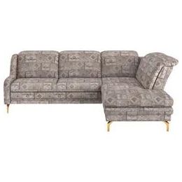 Sit & More Ecksofa SIT & MORE "Orient L-Form" Sofas Gr. B/H/T: 258cm x 91cm x 221cm, Jacquard, Ottomane rechts, mit Kopfteilverstellung-ohne Bettfunktion-ohne Stauraum, beige inkl. 2 Zierkissen mit Strass-Stein, goldfabene Metallfüße