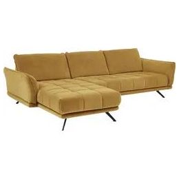 Ecksofa DIE PLANBAR "MP-IN20041 L-Form" Sofas Gr. B/H/T: 285cm x 84cm x 178cm, Velours, Ottomane links, ohne Funktion, gelb (curry) optional Sitztiefenverstellung und Kopfstützen