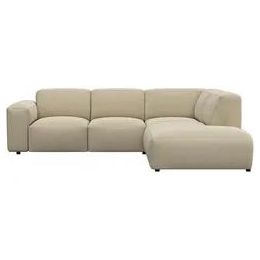 Ecksofa FLEXLUX "Lucera, super Sitzkomfort durch Kaltschaum im Sitz, L-Form" Sofas Gr. B/H/T: 256cm x 73cm x 231cm, Chenille, Chaiselongue links, beige (sandy beige) modern & anschmiegsam, Designsofa, modernes skandinavisches Design