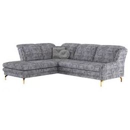 Sit & More Ecksofa SIT & MORE "Orient L-Form" Sofas Gr. B/H/T: 258cm x 91cm x 221cm, Jacquard, Ottomane links, mit Kopfteilverstellung-ohne Bettfunktion-ohne Stauraum, silberfarben (silber) inkl. 2 Zierkissen mit Strass-Stein, goldfabene Metallfüße