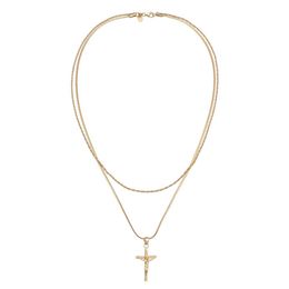 Kuzzoi Kette 'Kreuz' Herren Größe 50 gold