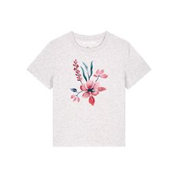 Watapparel T-Shirt ' Blume in Wasserfarbe' Damen Gr&ouml;&szlig;e L wei&szlig;meliert