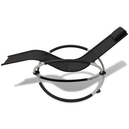 vidaXL Sonnenliege Geometrisch Outdoor Stahl Schwarz und Grau