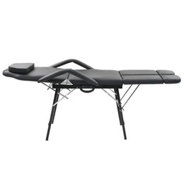 vidaXL Tragbarer Kosmetikstuhl Kunstleder 185x78x76 cm Schwarz