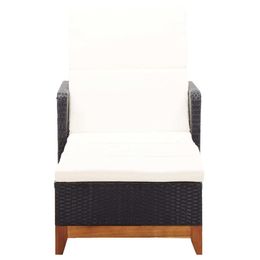 vidaXL Sonnenliege Poly Rattan und Massivholz Akazie Schwarz