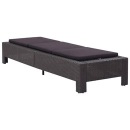 vidaXL Sonnenliege mit Auflage Schwarz Poly Rattan