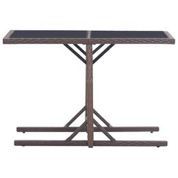 vidaXL Gartentisch Braun 110×53×72 cm Glas und Poly Rattan