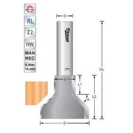 Abkantfasefräser Unterschnitt HW S=12 D36/16 45°