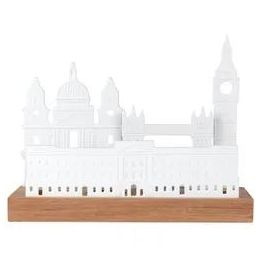 Räder räder Teelichthalter Lichtobjekt Stadtsilhouette London Porzellan Akazienholz...