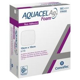 AQUACEL Ag Foam nicht adhäsiv 10x10 cm Verband