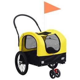 vidaXL Hunde 2-in-1 Fahrradanhänger & Jogger gelb