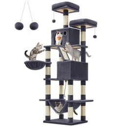 FEANDREA Katzenbaum XXL 206cm Kratzsäulen dunkelgrau