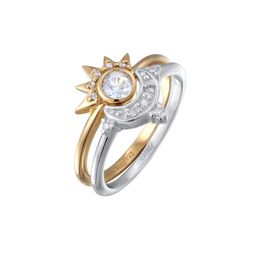 Elli Ring 'Sonne und Mond' Damen Gr&ouml;&szlig;e 56 gold / silber / transparent