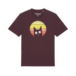 Watapparel T-Shirt ' Sunset Cat ' Herren Gr&ouml;&szlig;e M mischfarben / dunkelrot
