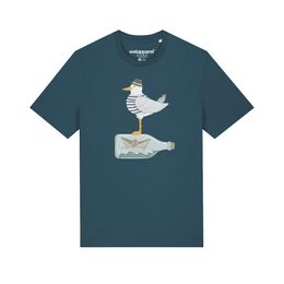 Watapparel T-Shirt 'M&ouml;we mit Hut' Herren Gr&ouml;&szlig;e XL gelb / grau / petrol