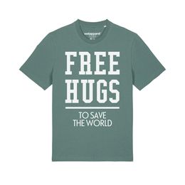 Watapparel Shirt 'Free hugs to save the world' male Green size XS