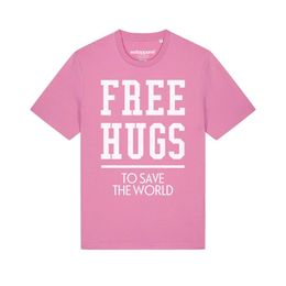 Watapparel Shirt ' Free hugs to save the world ' male Pink size XL