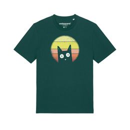 Watapparel Shirt 'Sunset Cat' Herren Gr&ouml;&szlig;e XXL gelb / dunkelgr&uuml;n / rot / wei&szlig;