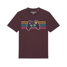 Watapparel T-Shirt 'Retro Joystick' Herren Gr&ouml;&szlig;e XL blau / gelb / pink / dunkelrot / wei&szlig;