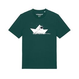 Watapparel Shirt ' Astronaut in paper boat ' male Green size XXL