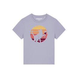 Watapparel Shirt ' Sunset Katze & Rotwein ' Damen Gr&ouml;&szlig;e S flieder / mischfarben