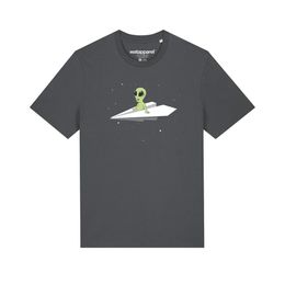 Watapparel Shirt 'Alien on a paper plane' male Grey size M