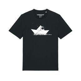 Watapparel Shirt 'Astronaut in paper boat' male Black size XS