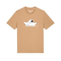 Watapparel Shirt 'Astronaut in paper boat' male Beige size XXXL