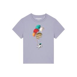 Watapparel Shirt ' Balloon Spaceman ' Damen Gr&ouml;&szlig;e XS flieder / mischfarben