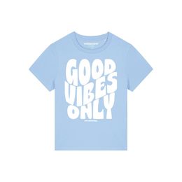Watapparel Shirt ' Good vibes only ' Damen Gr&ouml;&szlig;e XL hellblau / wei&szlig;