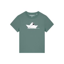 Watapparel Shirt ' Astronaut in paper boat ' female Green size L