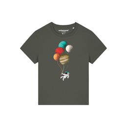 Watapparel Shirt 'Balloon Spaceman' Damen Größe M khaki / mischfarben