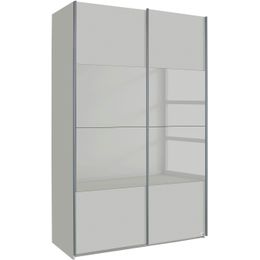 Schwebetürenschrank Rauch "Quadra Bestseller Schlafzimmerschrank in vielen Breiten" Schränke Gr. B/H/T: 136 cm x 230 cm x 62 cm, 2 St., grau (seidengrau, seidengrauglas) Kleiderschrank Garderobenschrank Schrank mit Glaselementen