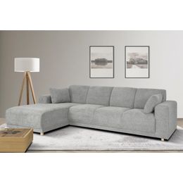 Ecksofa Home Affaire "LEMPS wahlweise Recamiere links oder rechts L-Form", beige (creme), B:297cm H:85cm T:162cm, 100% Polyester, Sofas, Ecksofa, incl. Zierkissen, Stellma&szlig;e 297x162 cm