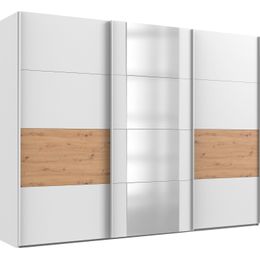 Schwebetürenschrank wimex "Barmbek Schlafzimmerschrank BESTSELLER Garderobenschrank" Schränke Gr. B/H/T: 313 cm x 236 cm x 64 cm, 3 St., weiß (weiß, artisan eiche nachbildung, spiegel) Kleiderschrank mit 2 Stoffboxen und zusätzlichen Böden, Spiegeltür