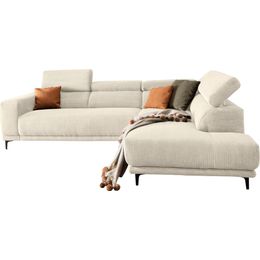 Ecksofa Alina "Hikari", beige (creme gct 11), B:276cm H:102cm T:210cm, Cord GCT (92% Polyester, 8% Nylon), Sofas, Ecksofa, wahlweise mit Sitzvorzug, in modernem Cordstoff, Breite 276 cm