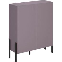 Kommode Inosign "Jukon, Breite 110 cm, moderne grifflose Hochschrank, 2Türen" Sideboards Gr. B/H/T: 110 cm x 135 cm x 40 cm, pflaume, lila (pflaume) Highboard mit viel Stauraum, push-to-open-Funktion