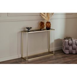 Konsolentisch Jahnke "CIRCO CONSOLE" Tische Gr. B/H/T: 100 cm x 76 cm x 30 cm, goldfarben (schwarzglas, gold, goldfarben, schwarzglas) gebogene Rahmenteile, Konsole, Beistelltisch