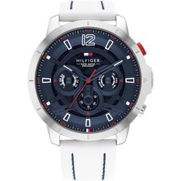 Multifunktionsuhr Tommy Hilfiger "LUCA" Armbanduhren weiß Herren Quarzuhr, Armbanduhr, Herrenuhr, Datum, Silikonarmband