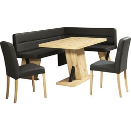 Eckbankgruppe Home Affaire "Laros Sitzgruppe, Eckbank, Stühle, Tisch" Sitzmöbel-Sets Gr. B/H/T: 182cm x 87,5cm x 141cm, Kunstleder, langer Schenkel links, schwarz (schwarz + natur) perfekt für Küche, Esszimmer, Wohnzimmer, Bestseller