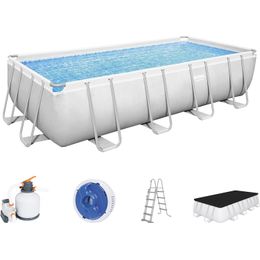 Framepool Bestway "Power Steel" Schwimmbecken Gr. B/H/L: Breite 274 cm x Höhe 122 cm x Länge 549 cm, 14812 l, grau (lichtgrau) mit Sandfilteranlage, 549x274x122 cm