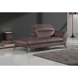 Recamiere Egoitaliano "Sueli, extravagantes Design und erstklassiger Sitzkomfort", braun (dunkelbraun), B:180cm H:100cm T:110cm, Leder »NUVOLE« (Echtes Rindsleder). Halbnatürliches, halbnarbiges Rindsleder mit einer natürlichen Körnung von 1, 2 bis 1, 4 mm. Dieses Leder hat eine weiche, wachsartige Hand mit mattem Aussehen und einem Wolkeneffekt. Es handelt sich um ein Naturleder, das die ursprüng