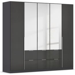 Drehtürenschrank Rauch "Kleiderschrank Schrank Garderobe AGORDO mit Dekor- oder Hochglanzfront" Schränke Gr. B/H/T: 226 cm x 210 cm x 54 cm, 5 St., grau (graumetallic, hochglanz effektgrau) mit Außenschubkästen, in 6 Breiten und 2 Höhen MADE IN GERMANY