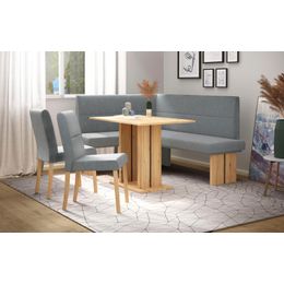 Eckbankgruppe Home Affaire "Emma Essgruppe Esszimmer Küche" Sitzmöbel-Sets Gr. B/H: 185 cm x 90 cm, Microfaser, Langer Schenkel rechts, grau (grau (romeo 8033)) Eckbank Tisch Stühle Landhaus