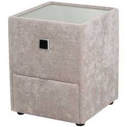 Jockenhöfer Nachtkonsole JOCKENHÖFER GRUPPE "Lancy", beige (beige, grau 460, 29), B:42,5cm H:53cm T:45cm, Holzwerkstoff, Glas, Sideboards, mit LED-Beleuchtung