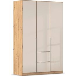 Drehtürenschrank Rauch "Kleiderschrank Kleiderschränke Schrank Garderobe AGORDO mit Glasfront" Schränke Gr. B/H/T: 136cm x 210cm x 54cm, 3 St., beige (eiche artisan/glas champagner) mit Außenschubkästen, in 6 Breiten und 2 Höhen MADE IN GERMANY